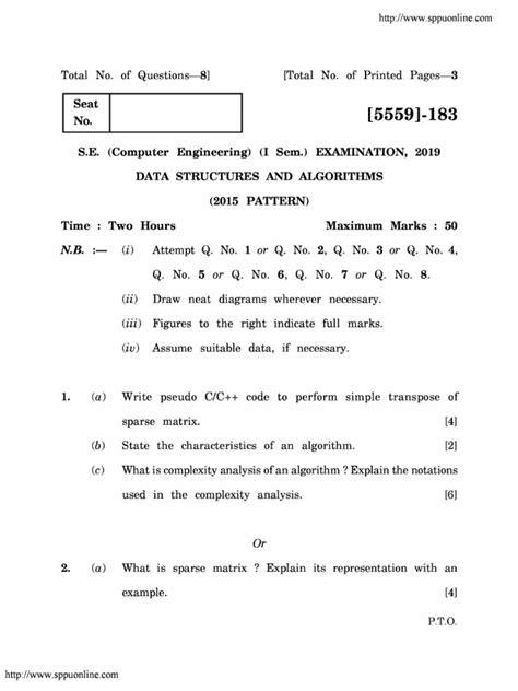 Be Computer 3 Sem Data Structures And Algorithms Jun 2019 Pdf