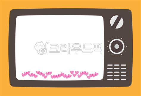 노란색 Tv 티브이 틀 텔레비전 사진이미지일러스트캘리그라피 스트로크제이작가