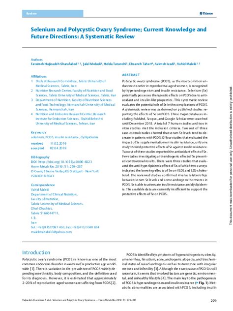 Pdf Selenium And Polycystic Ovary Syndrome Current Knowledge And