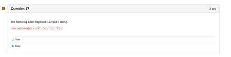 solved question 17 2 pts the following code fragment is a