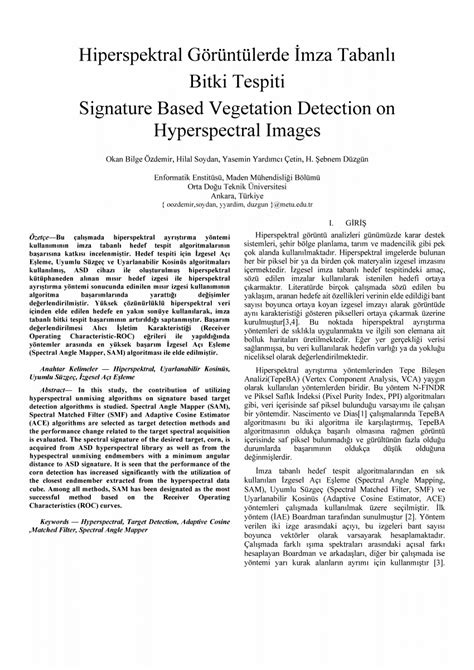 Pdf Signature Based Vegetation Detection On Hyperspectral Images