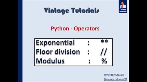 Python Operator Exponential Floor Division Modulus Youtube