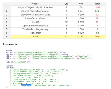 Table Sum Issue Issue Jspreadsheet Ce Github