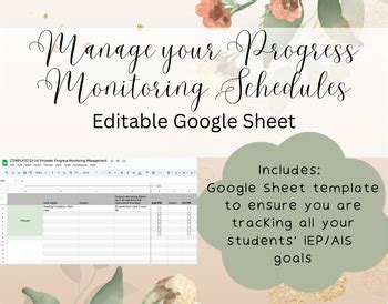 Progress Monitoring Management Tool Google Sheet TPT