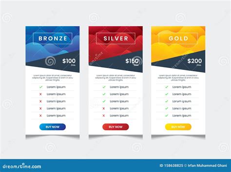 3 Columns Of Price List Table Desing Template Comparative Table
