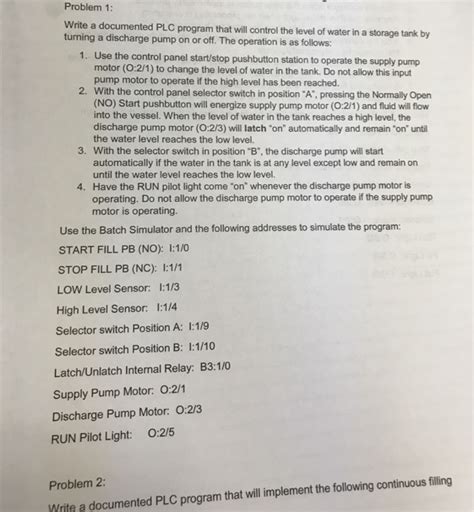 solved problem 1 write a documented plc program that will