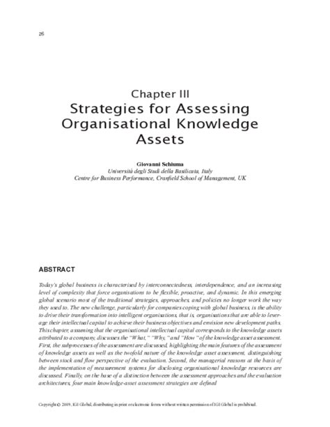 Pdf Strategies For Assessing Organisational Knowledge Assets