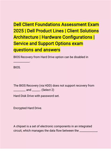 Dell Client Foundations Assessment Exam 2025 Dell Product Lines