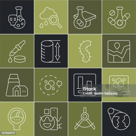 선 지구 지구 화학식 그래프 차트 인포그래픽 눈금 모자 높이 기하학적 그림 피펫 독성 액체가 있는 시험관 및 바이러스 아이콘을