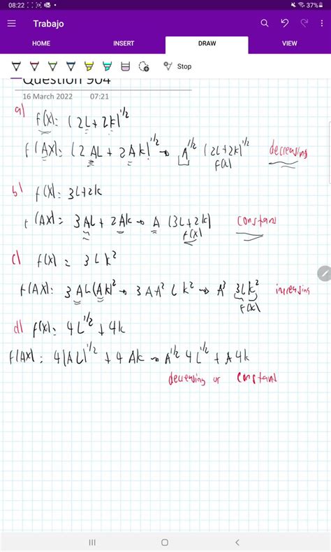 Solved Do The Following Production Functions Exhibit Increasing Constant Or Decreasing Returns