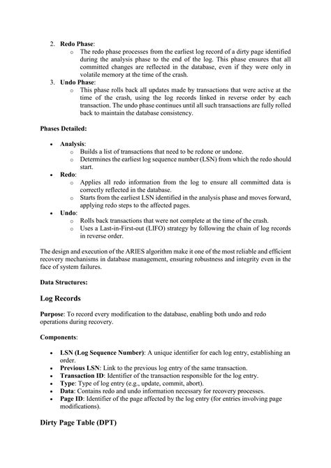 Algorithm For Recovery And Isolation Exploiting Semantics Aries Docx