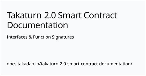 interfaces and function signatures takaturn 2 0 smart contract