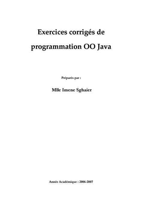 Exercices Programmation Java Eexxeerrcciicceess Ccoorrrriiggééss Ddee P