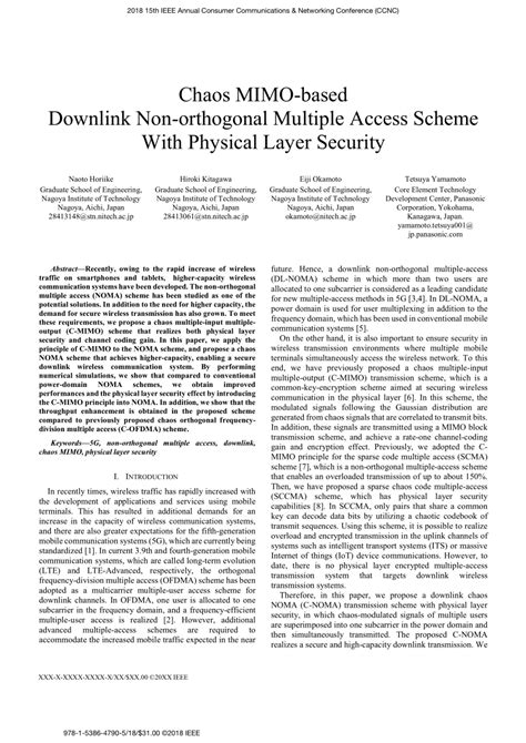pdf chaos mimo based downlink non orthogonal multiple access scheme with physical layer security