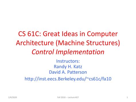 PPT CS 61C Great Ideas In Computer Architecture Machine Structures Control Implementation
