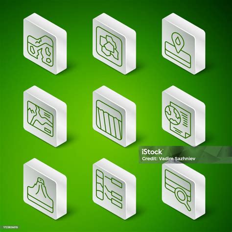 문서 아이콘이 있는 선 토양 분석 지질 단층 지면 지형도 금 덩어리 화산 및 지구 지구본을 설정합니다 벡터 3차원 형태에 대한 스톡 벡터 아트 및 기타 이미지 Istock