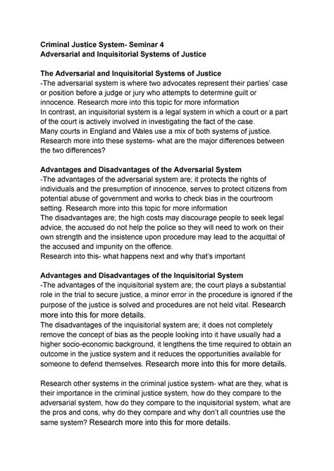 Cjs Seminar 4 Lecture Notes Criminal Justice System Seminar 4 Adversarial And