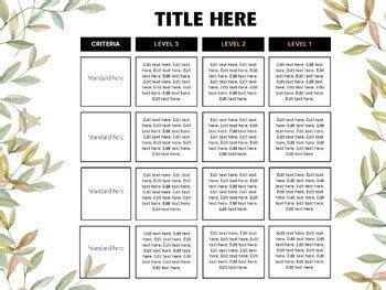 Generic Blank Customizable 1 3 Scale Rubric Canva By That Ll Teach Em