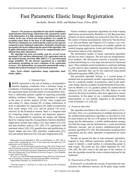 Pdf Fast Parametric Elastic Image Registration