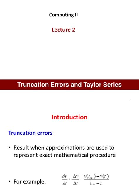 Truncation Errors And Taylor Series Pdf Numerical Analysis