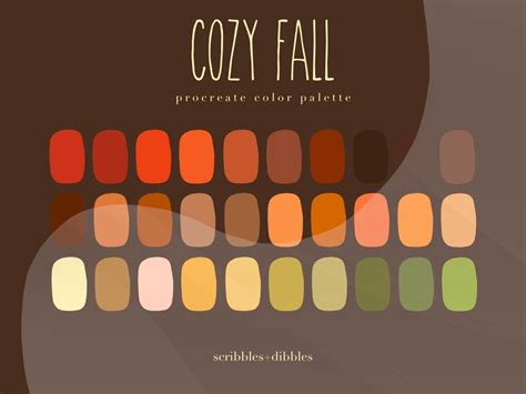 Cozy Fall Procreate Color Palette 30 Handpicked Swatches Etsy