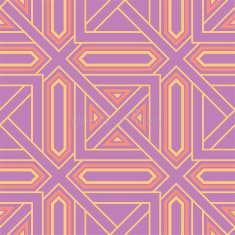 Geometric Violet Seamless Pattern Bright Colored Background With Pink And Yellow Elements Stock