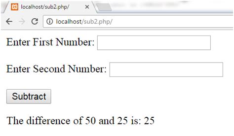 Php Subtracting Two Numbers Program Tpoint Tech
