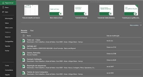 histórico de arquivos salvos no excel ninja do excel