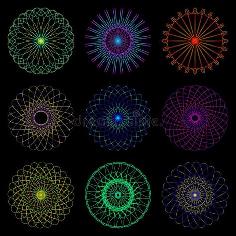 Complex Patterns Of The Lines In The Circle Stock Vector