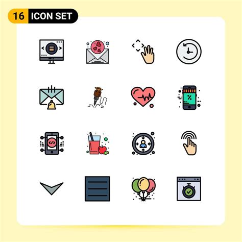 16 Thematic Vector Flat Color Filled Lines And Editable Symbols Of Communication Time Machine