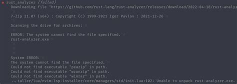 Failed To Install `rust Analyzer` · Issue 624 · Williambomannvim Lsp