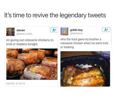 Dude Handing Out Rotisserie Chicken For Halloween Funny Rotisserie