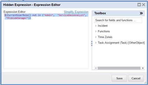 What Would Be The Syntax For Hidden Expression On Incident Tab To List Multiple Currentuserroles