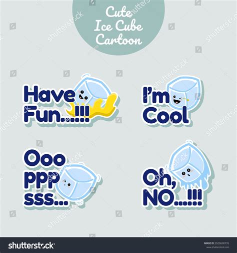 Vector Illustration Cute Ice Cube Character Stock Vector Royalty Free Shutterstock