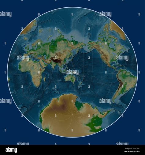 South Bismarck Tectonic Plate On The Physical Elevation Map In The Lagrange Oblique Projection