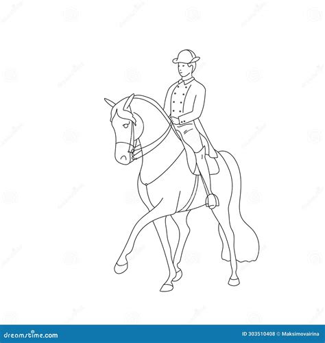 Rider On A Horse Performs The Half Pass Stock Vector Illustration Of