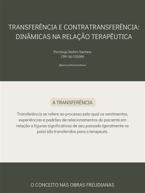 Transferência E Contratransferência Dinâmicas Na Relação Terapêutica
