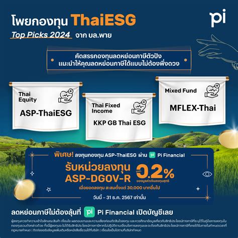 ชี้เป้ากองทุน Thai Esg Top Picks ปี 2567 รวมกองทุนลดหย่อนภาษ Pi