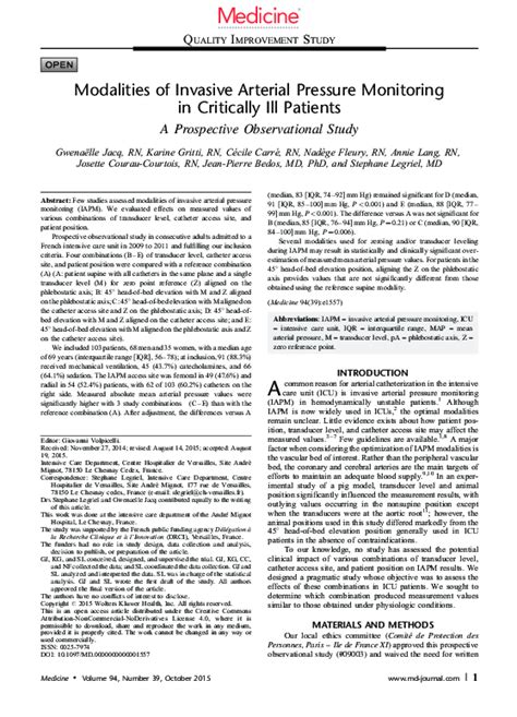 Pdf Modalities Of Invasive Arterial Pressure Monitoring In Critically