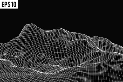 3d 공상 과학 복고풍 연결 배경 와이어프레임 지형 블록 체인 및 암호화 통화 기술 배경 디지털 환경 Hud 요소 빅 데이터와