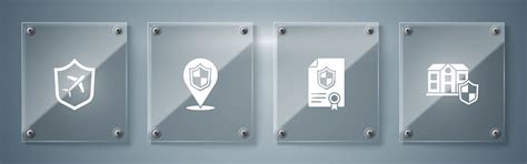 방패 계약 위치 및 비행기로 집을 설정하십시오 정사각형 유리 패널 벡터 금고 보안 장비에 대한 스톡 벡터 아트 및 기타 이미지 금고 보안 장비 날기 누름 버튼