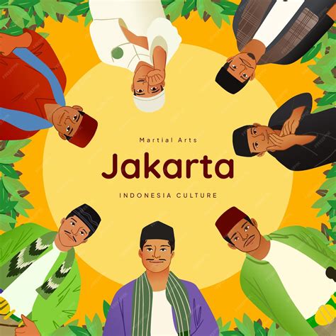Colorful Layout Indonesia Jakarta Culture Flat Illustration Premium