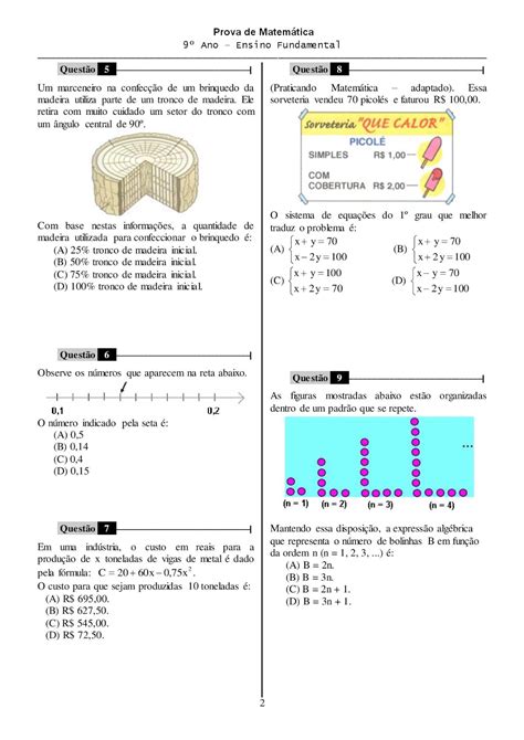 Atividades De Matemática 9 Ano Pdf Educa