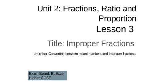 Chapter 2 Fractions Ratio And Proportion Edexcel Gcse Maths Higher Tier Teaching Resources