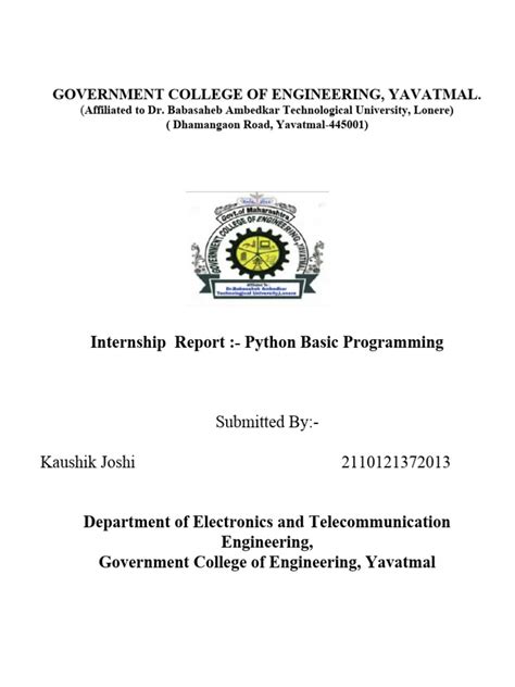 Internship Report Pdf Python Programming Language Computer Program