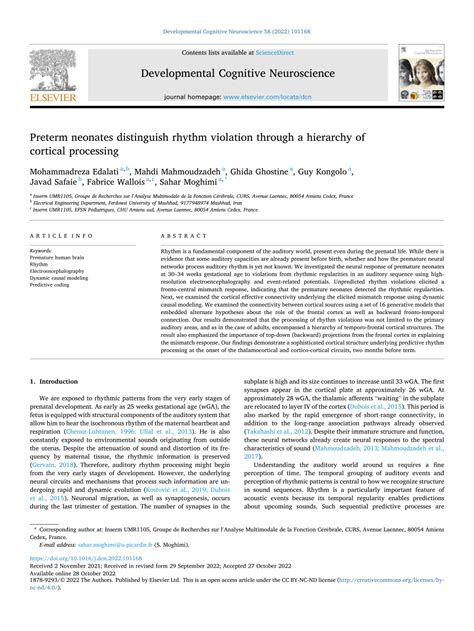 pdf preterm neonates distinguish rhythm violation through a hierarchy of cortical processing
