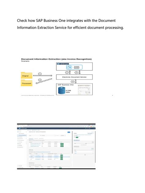 check how sap business one integrates with the document information extraction service for