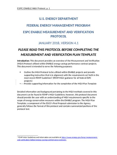 Espc Enable Measurement And Verification Protocol Doc Template Pdffiller
