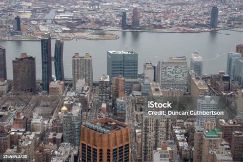 Aerial View Of Manhattan In New York City Showing The Classic High Rise