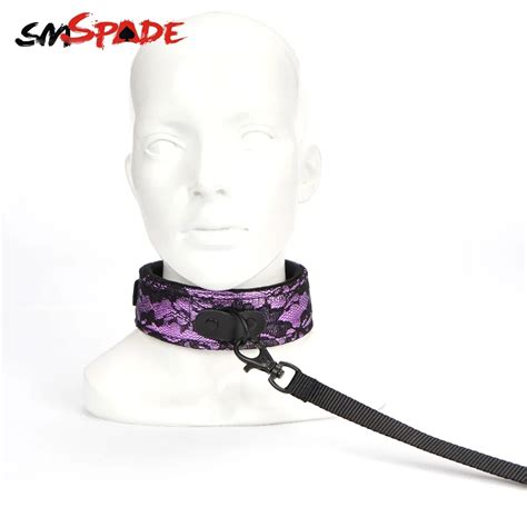 Lace And Velvet Lining Bondage Collar Adult Sex Restraint Slave Collar